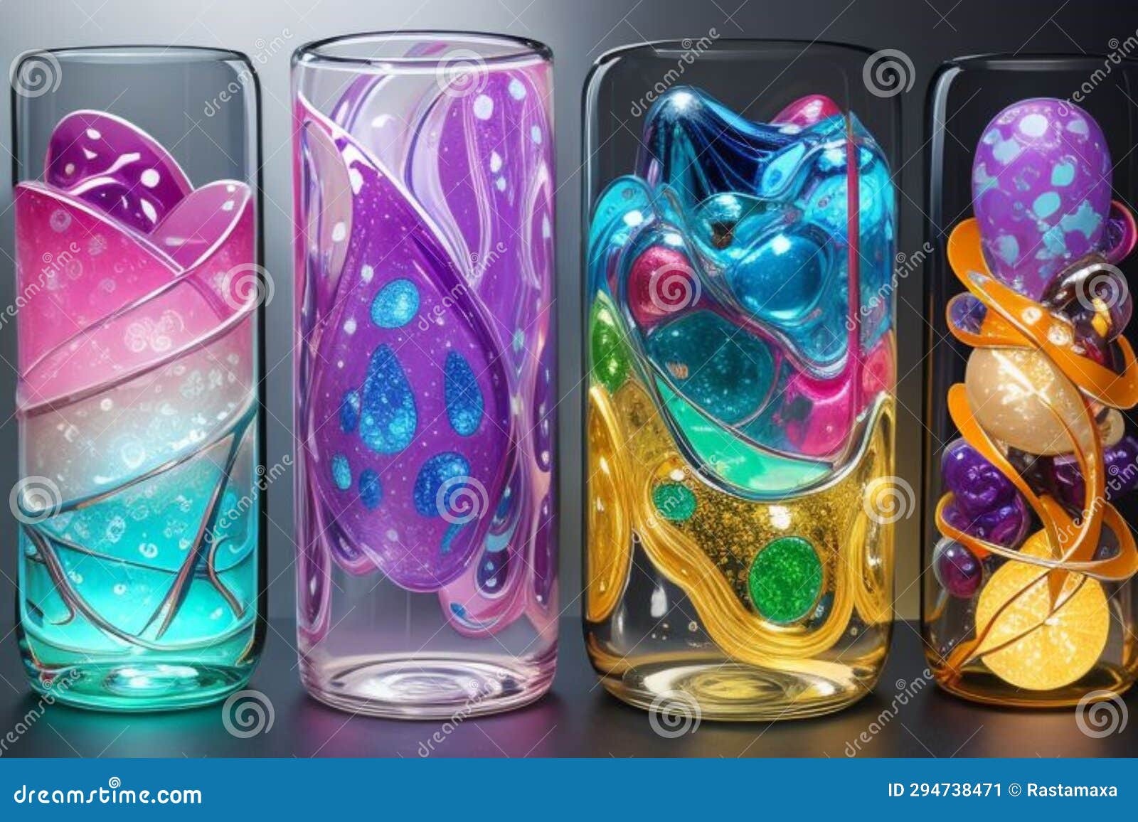 Abstract of Different Colors, Transparent Materials, Materials with ...