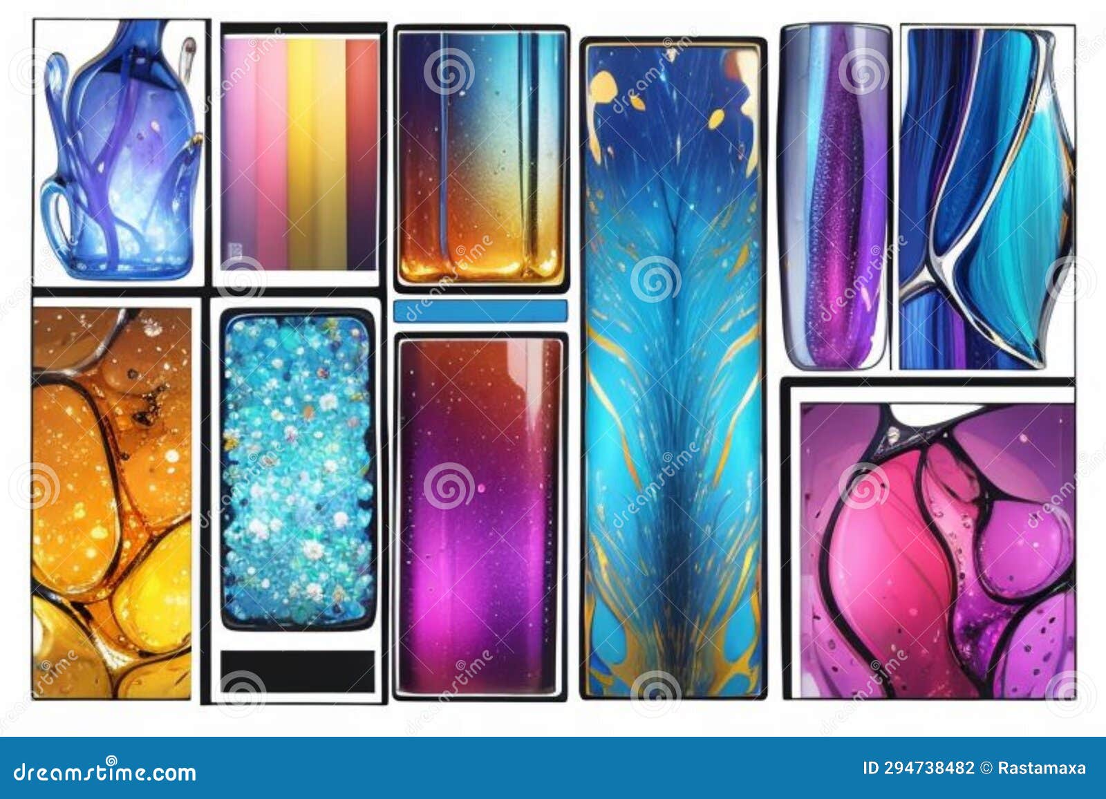 Abstract of Different Colors, Transparent Materials, Materials with ...