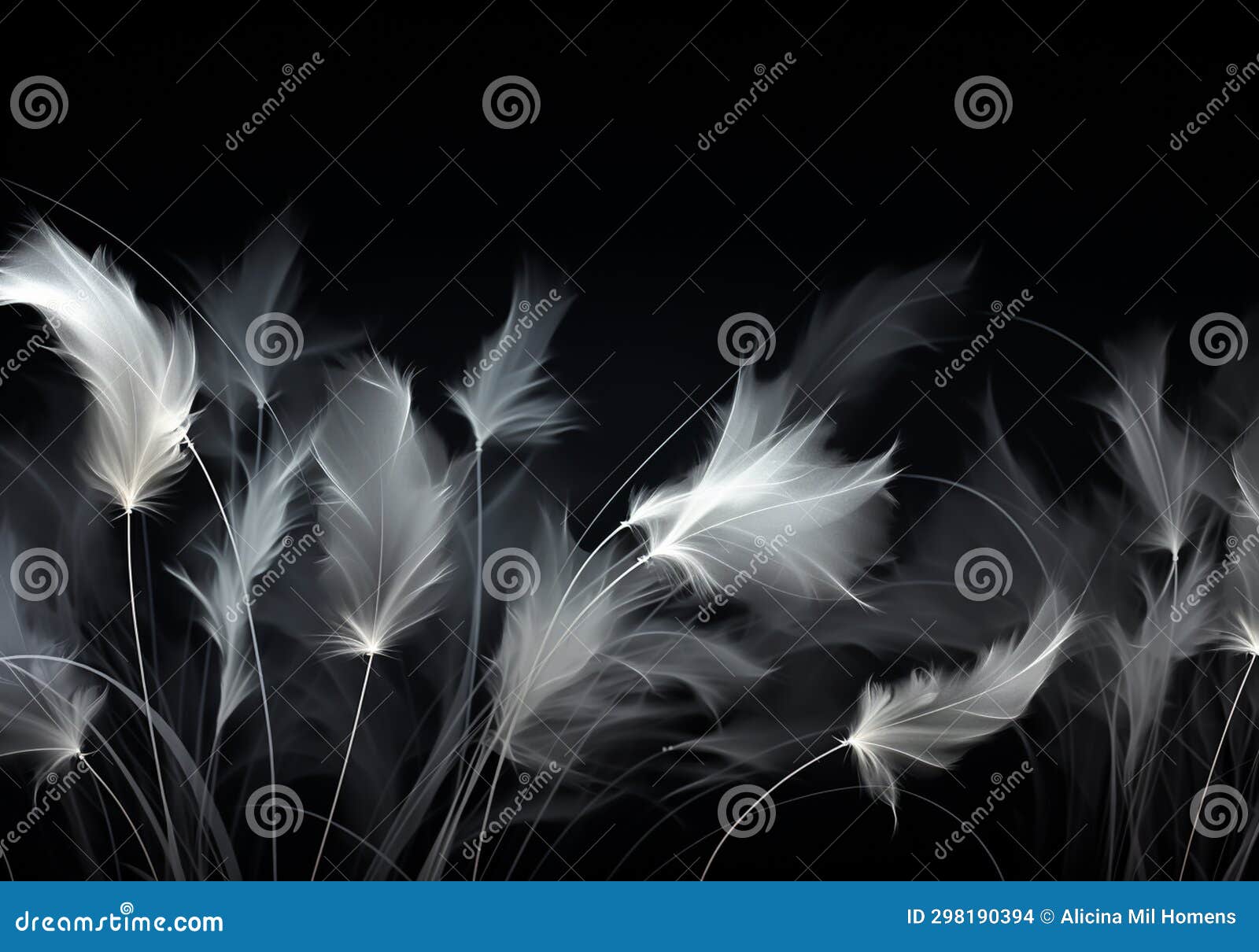 Abstract and Diffuse Image with Dry Wild Plants or Cobs and Smoke ...