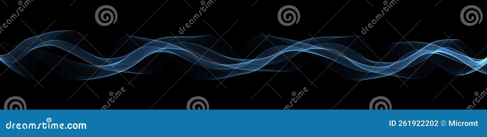 Abstract Digital Art Blue Waves Dynamic Lines in Black Background. Wave ...