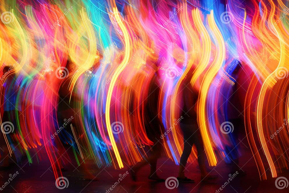 Abstract Digital Art with Colorful Light Trails, Creating a Vibrant and ...