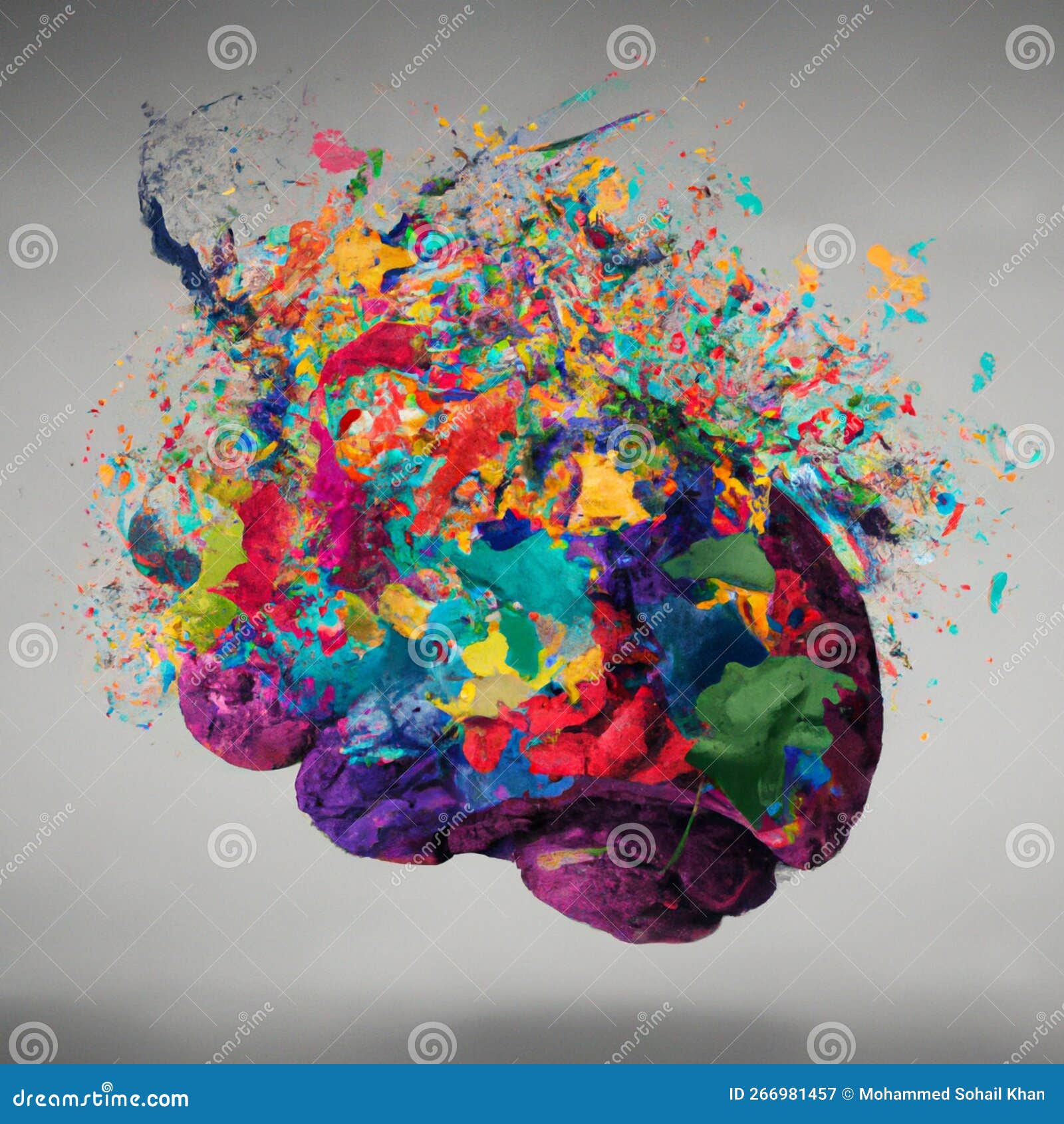 Abstract Digital Art Concept Art of Colorful a Human Brain Exploding ...
