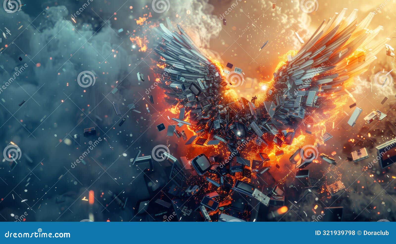 Abstract Digital Art Depicting a Catastrophic Data Breach, with ...