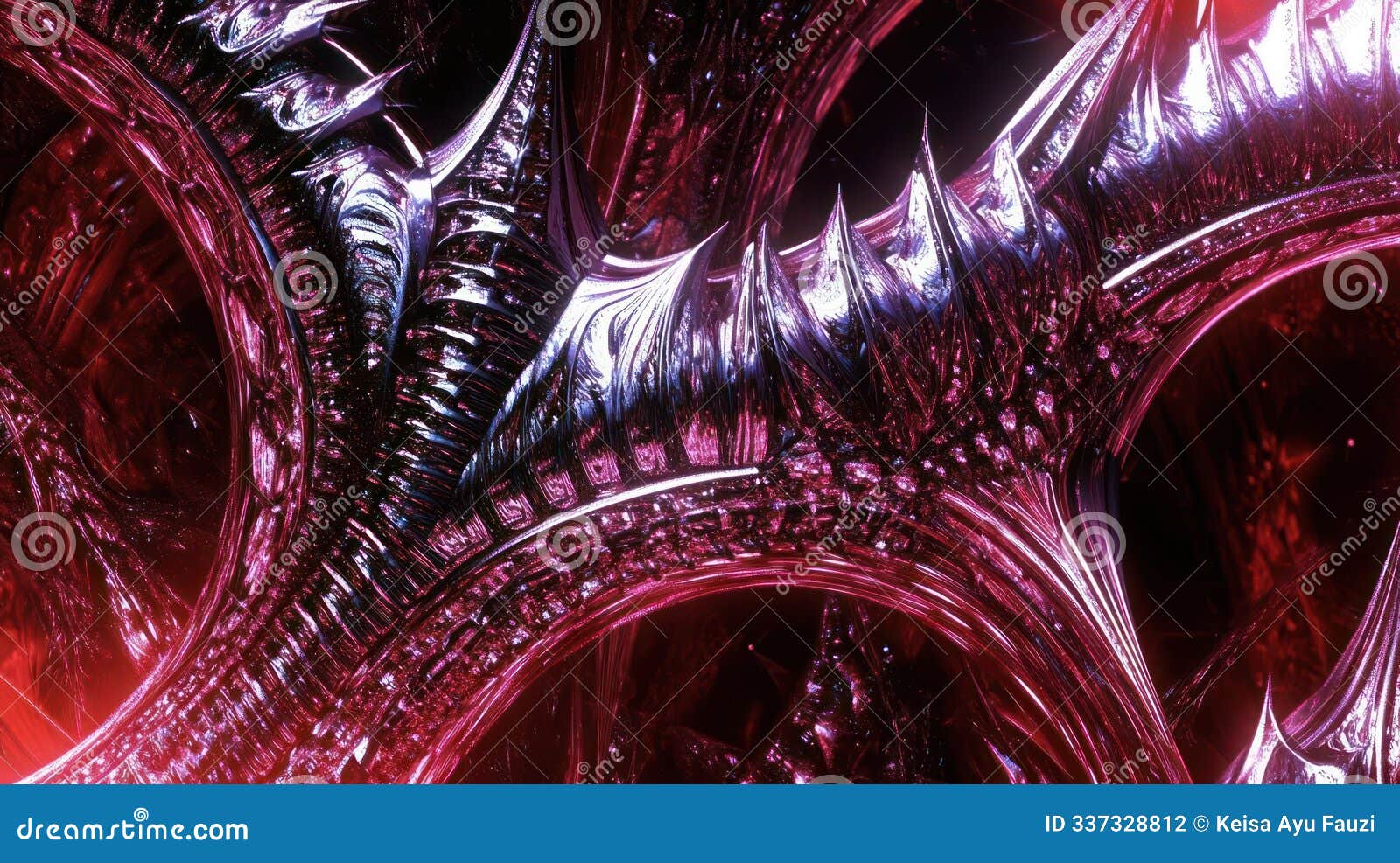 Abstract Digital Art Featuring Intricate, Metallic Structures with a ...
