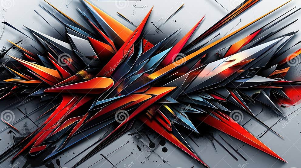 Abstract Digital Art Featuring Sharp, Angular Shapes in Vibrant Red ...