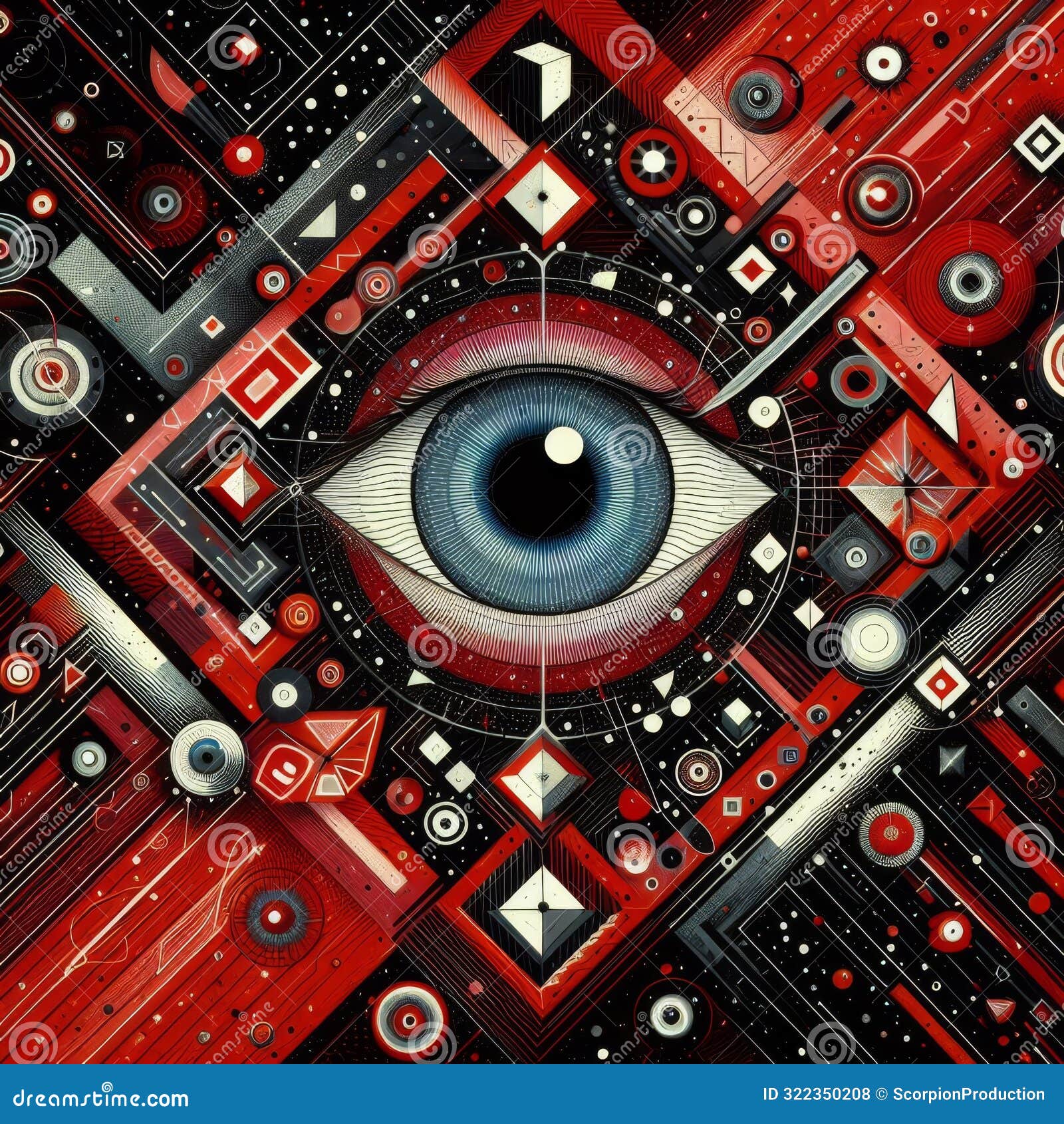 Abstract Digital Art with Geometric Eye Design Stock Photo - Image of ...