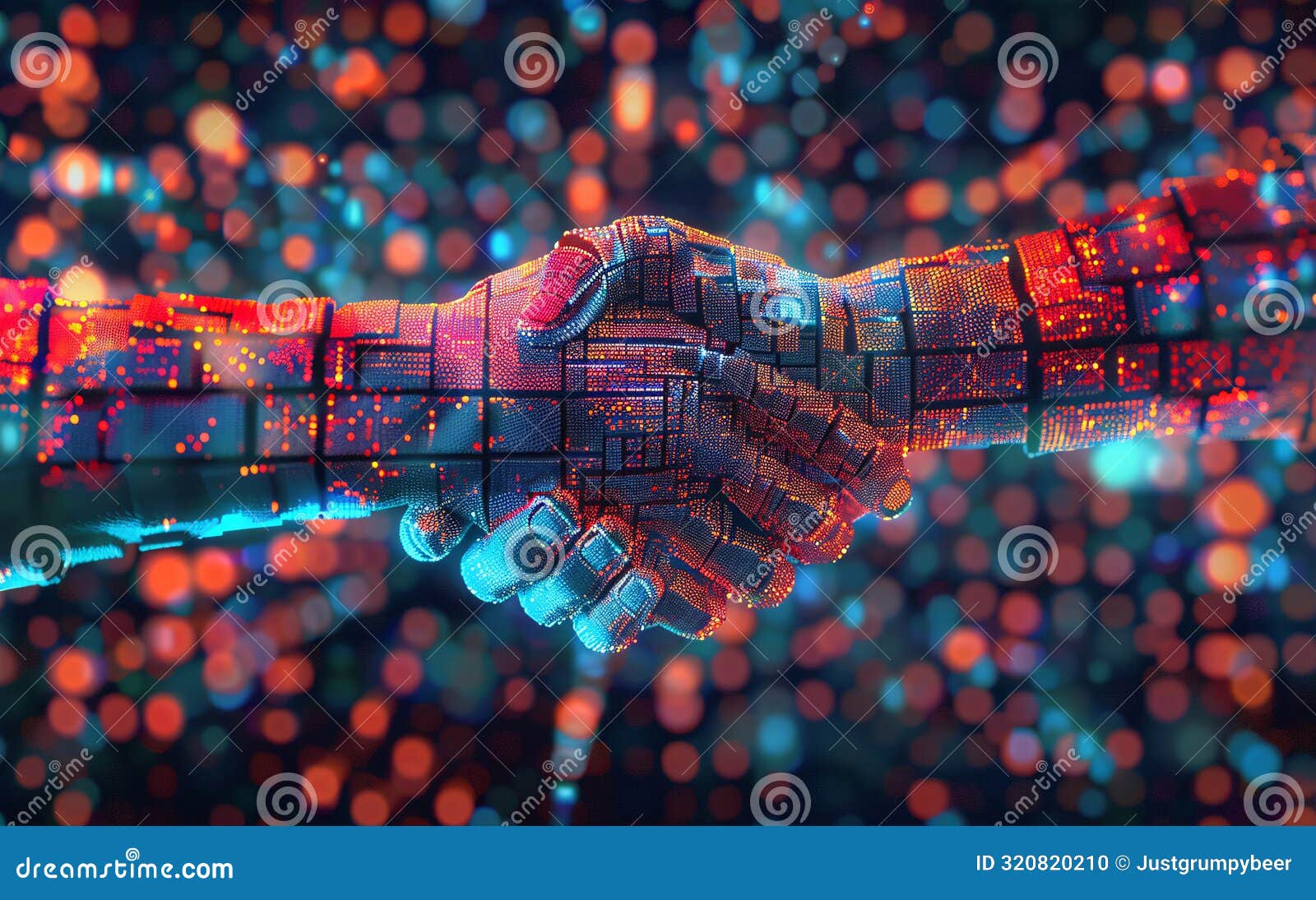 Abstract Pixelated Handshake - Digital Art with Geometric Patterns and ...