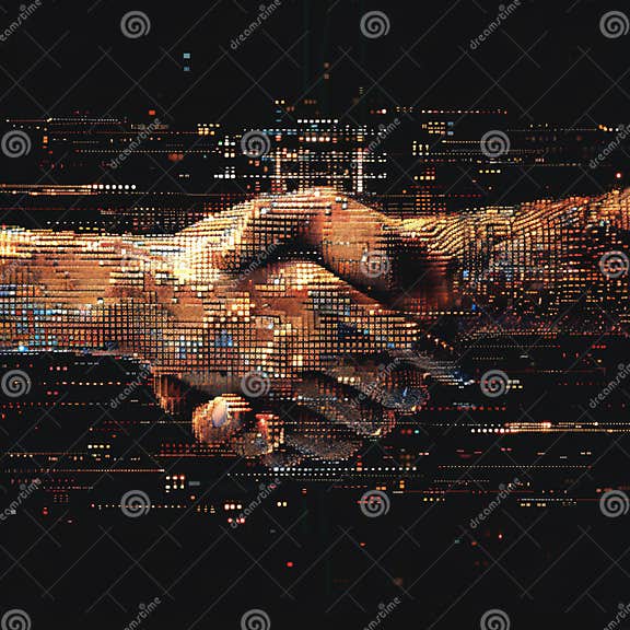 Abstract Pixelated Handshake - Digital Art with Geometric Patterns and ...