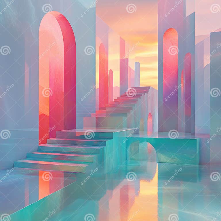Abstract Digital Art Inspired by Virtual Realms Stock Illustration ...