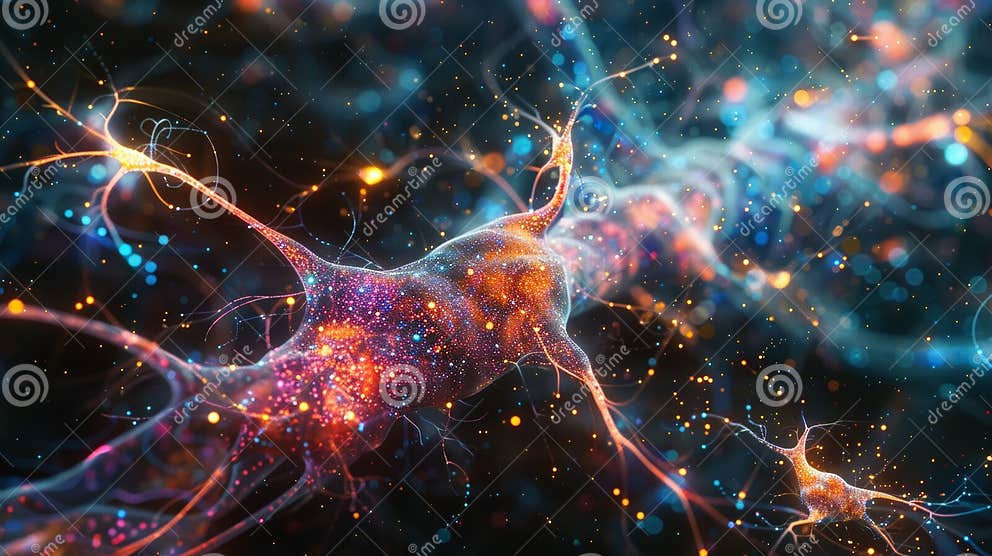Abstract Digital Art of a Neuron with Glowing Branches, Symbolizing ...