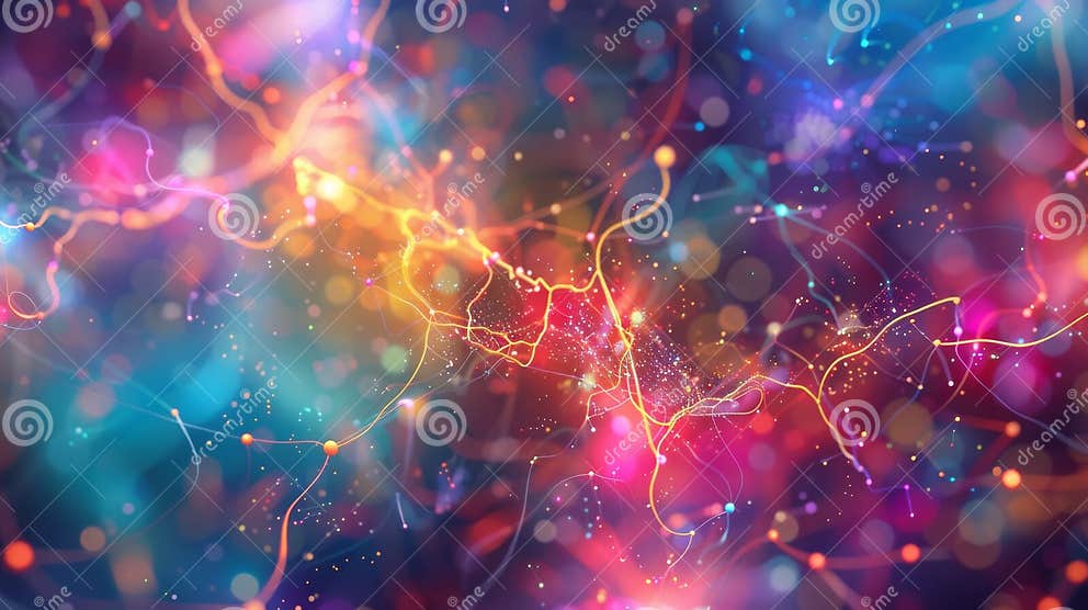 Abstract Digital Art of Quantum Computing Networks in Vibrant Colors ...