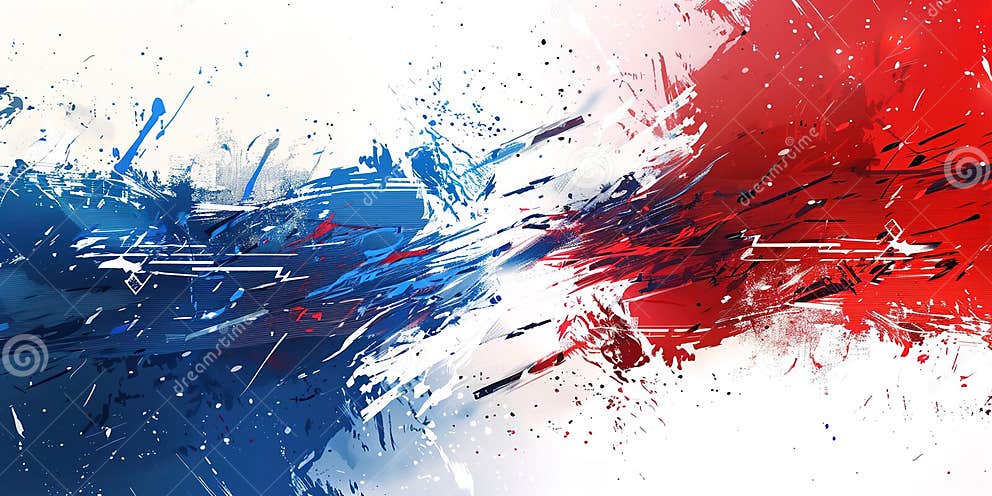 Abstract Digital Art with Red, White, and Blue Splatter Paint Stock ...