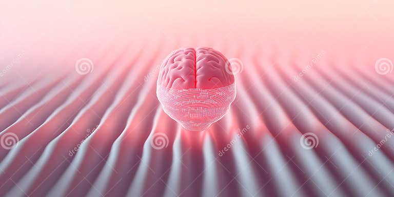 Abstract Visualization of a Digital Brain with Binary Code in a Pink ...