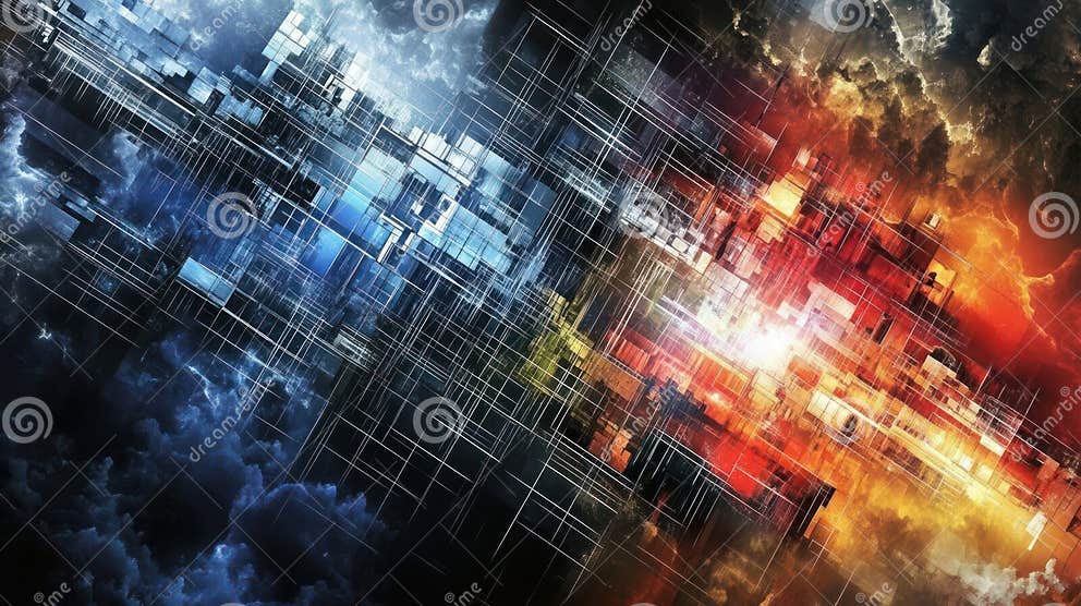 Abstract Digital Artwork Depicting Contrasting Elements of Light and ...