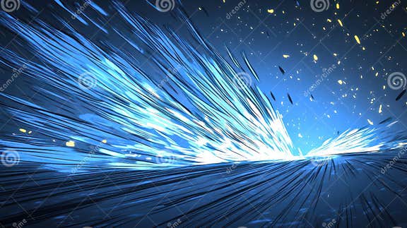 Abstract Digital Artwork Depicting Dynamic Blue Streaks and Light ...