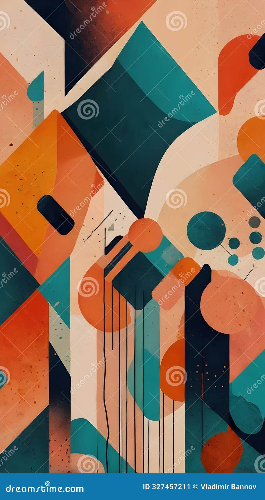 An Abstract Digital Artwork Featuring a Blend of Geometric Shapes and ...
