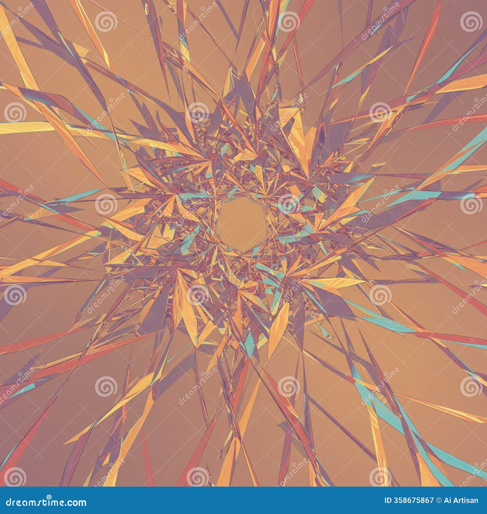 Abstract Digital Artwork Featuring A Radial Geometric Design With Sharp ...