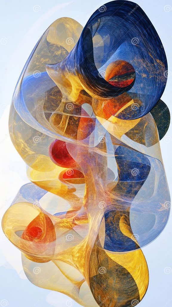 Abstract Digital Artwork Featuring Swirling Forms in Vibrant Colors ...