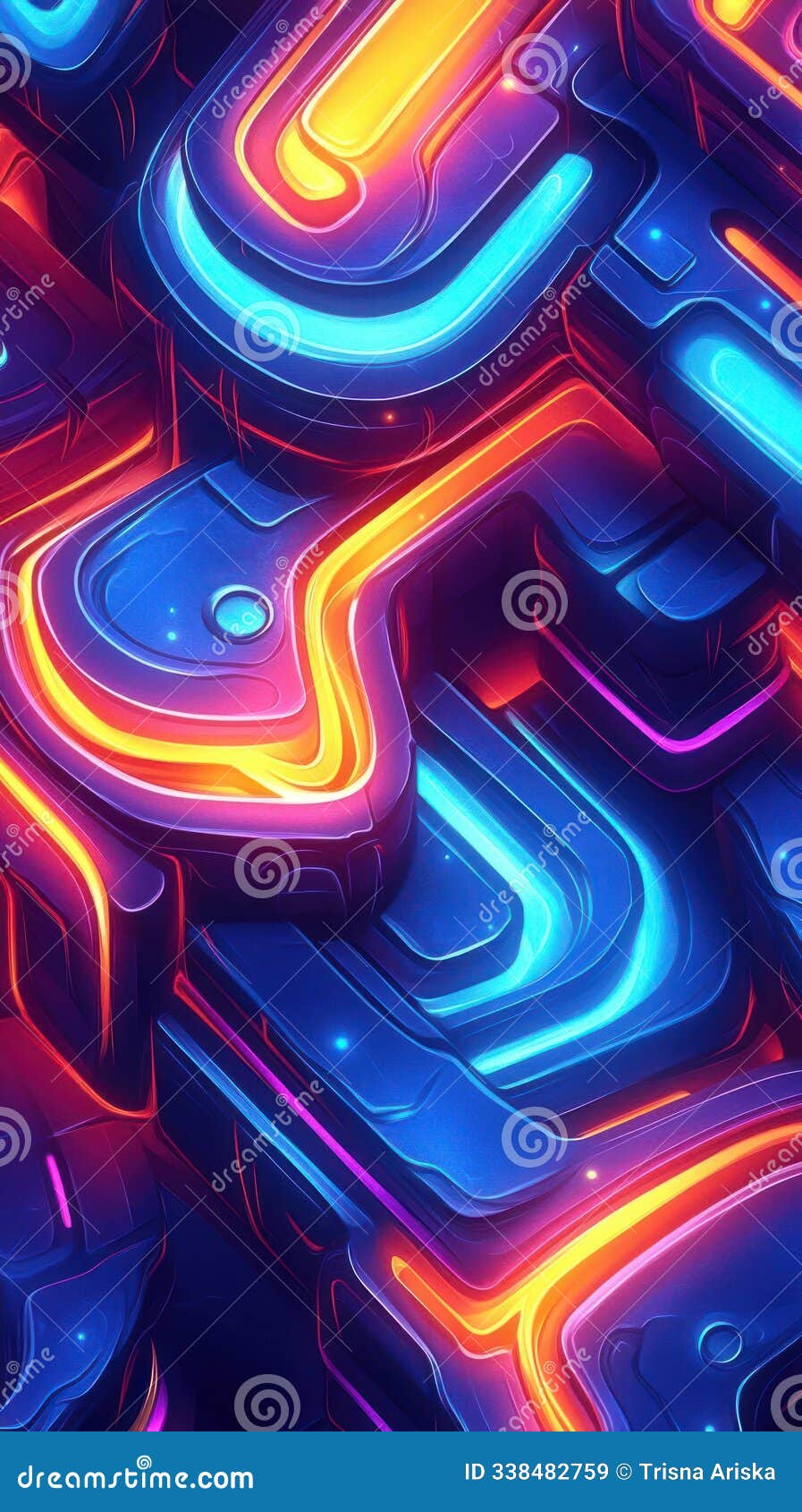 Abstract Digital Artwork Featuring Vibrant Neon Patterns and Shapes ...