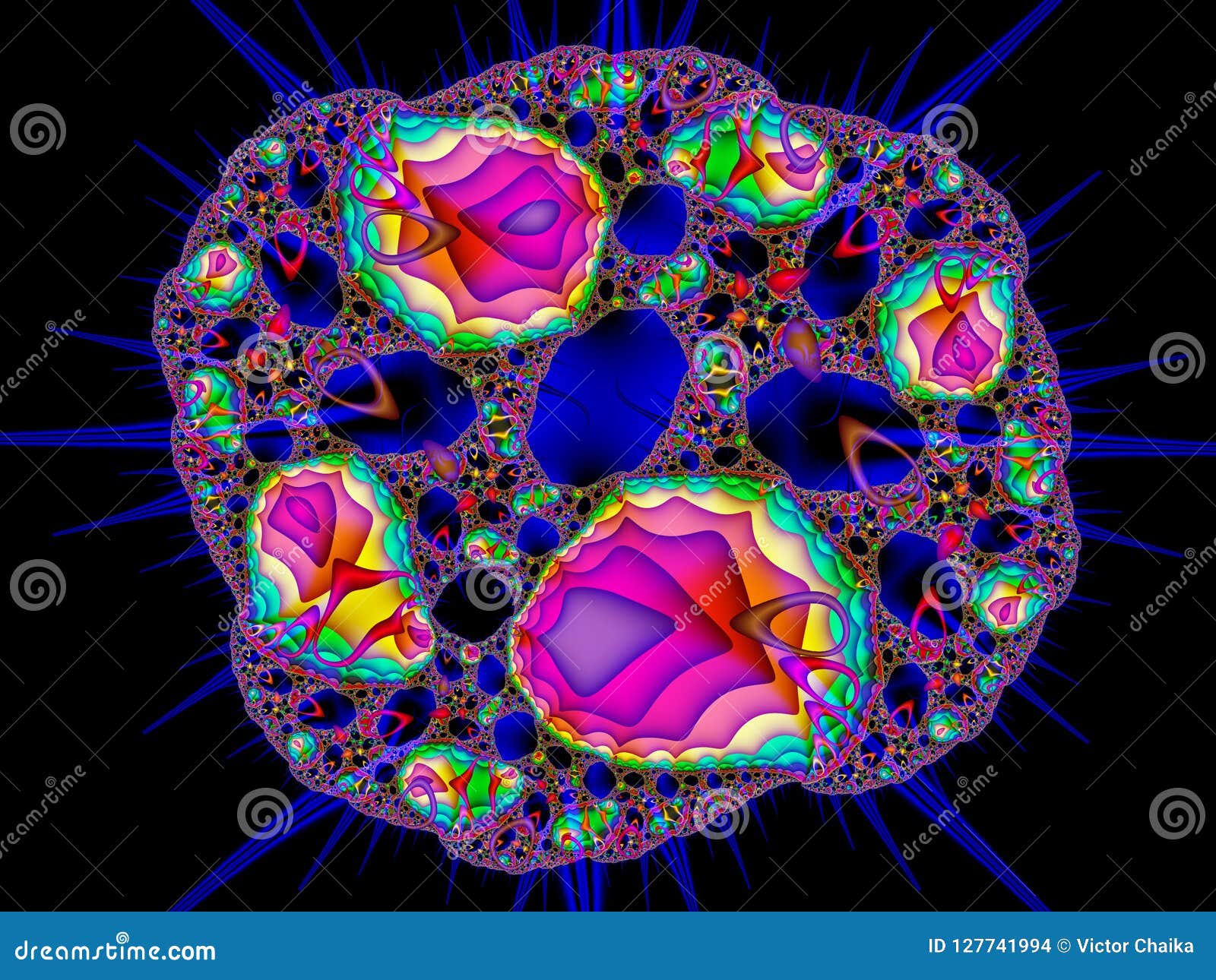 Abstract Digital Artwork. Life of the Microcosm. Colorful Microbe ...