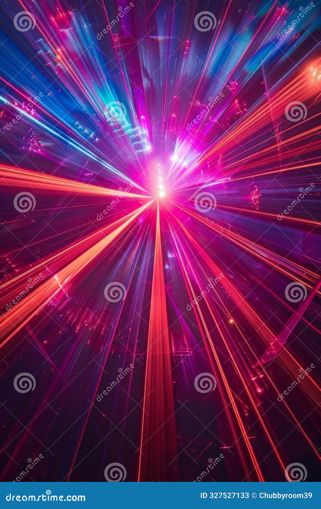 Abstract Digital Artwork with Neon Light Rays, Created Using Artificial ...
