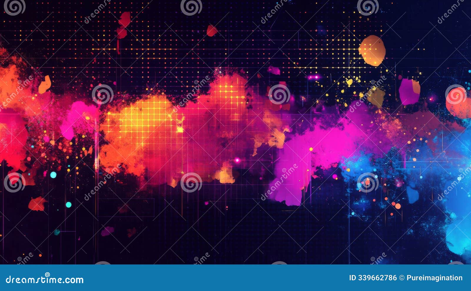 Neon Splatter Symphony On Obsidian Canvas Generative AI Royalty-Free ...