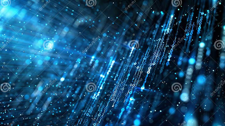 Abstract Digital Background Binary Code and Ai Algorithms in Deep Blue Realistic Photo Stock ...