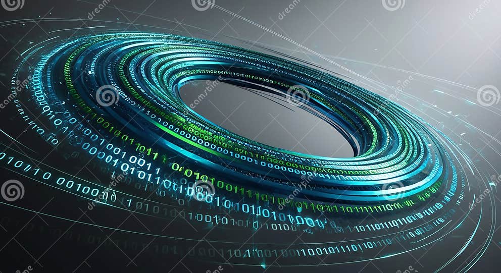 An Abstract Digital Background with Binary Code and AI Algorithms Running in the Background ...