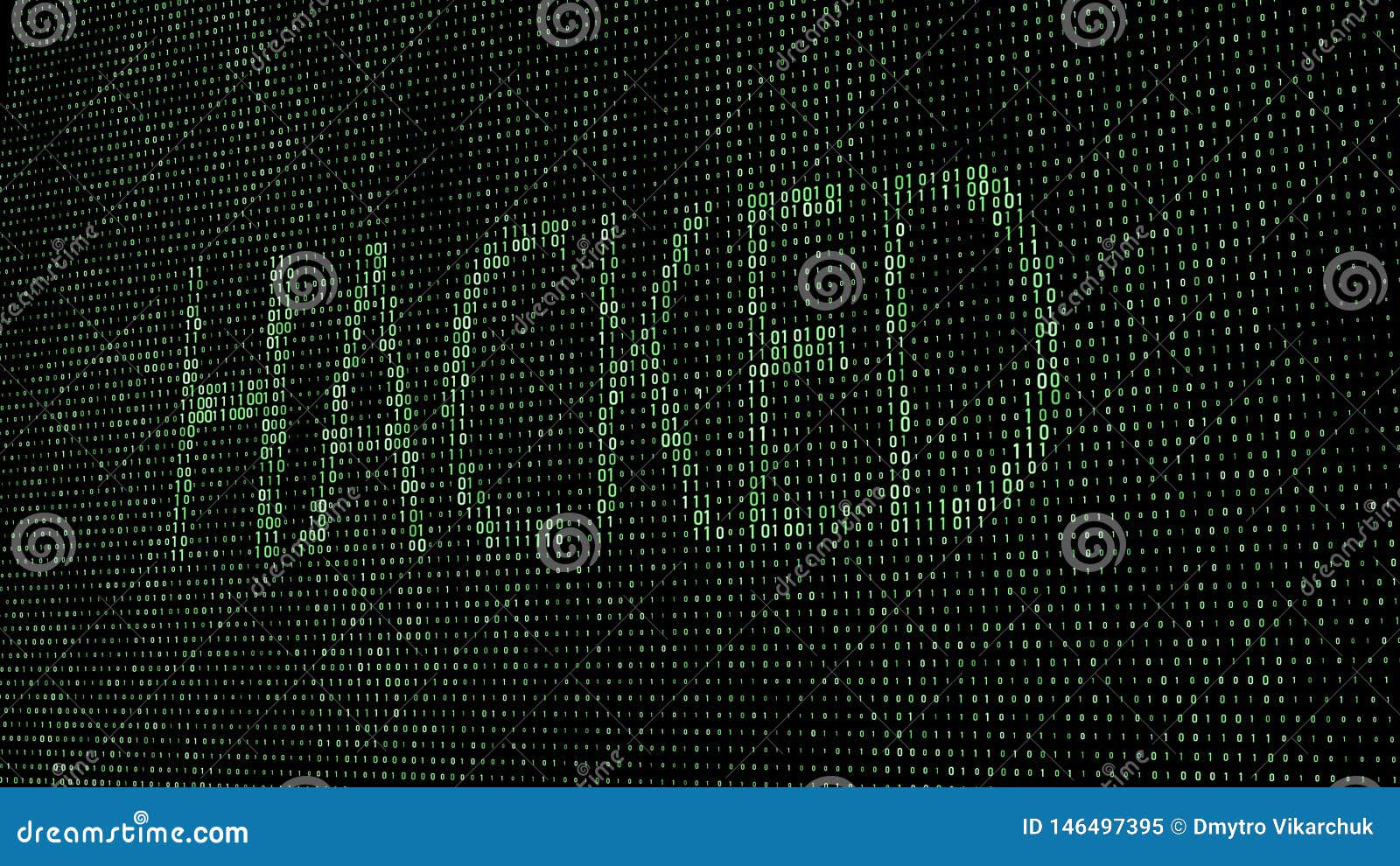 Abstract Digital Background. Binary Code. Hacked. Green Color. 3D ...