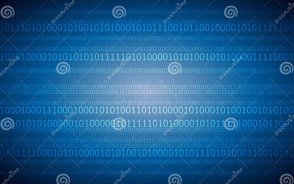 Abstract Digital Background with Binary Code Pattern on Dark Blue Color Stock Illustration ...