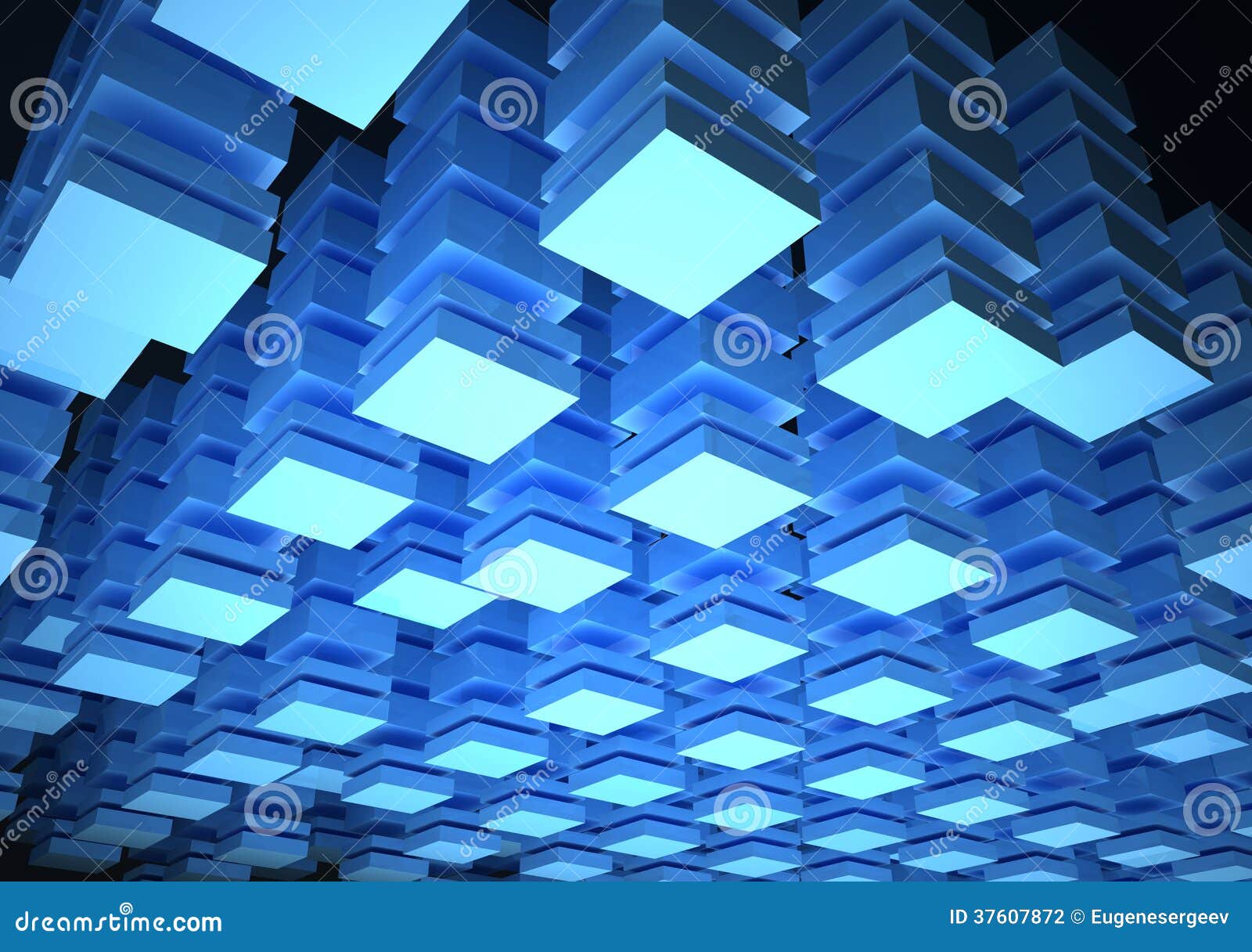 Abstract Digital Background with Blue Boxes Stock Illustration ...