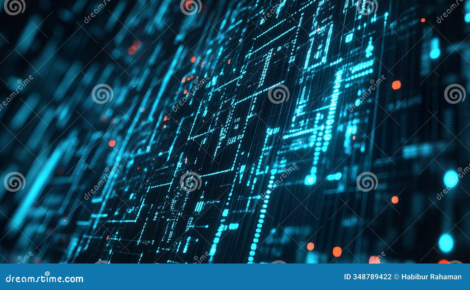 Abstract Digital Background with Blue and Red Lights Stock Illustration ...