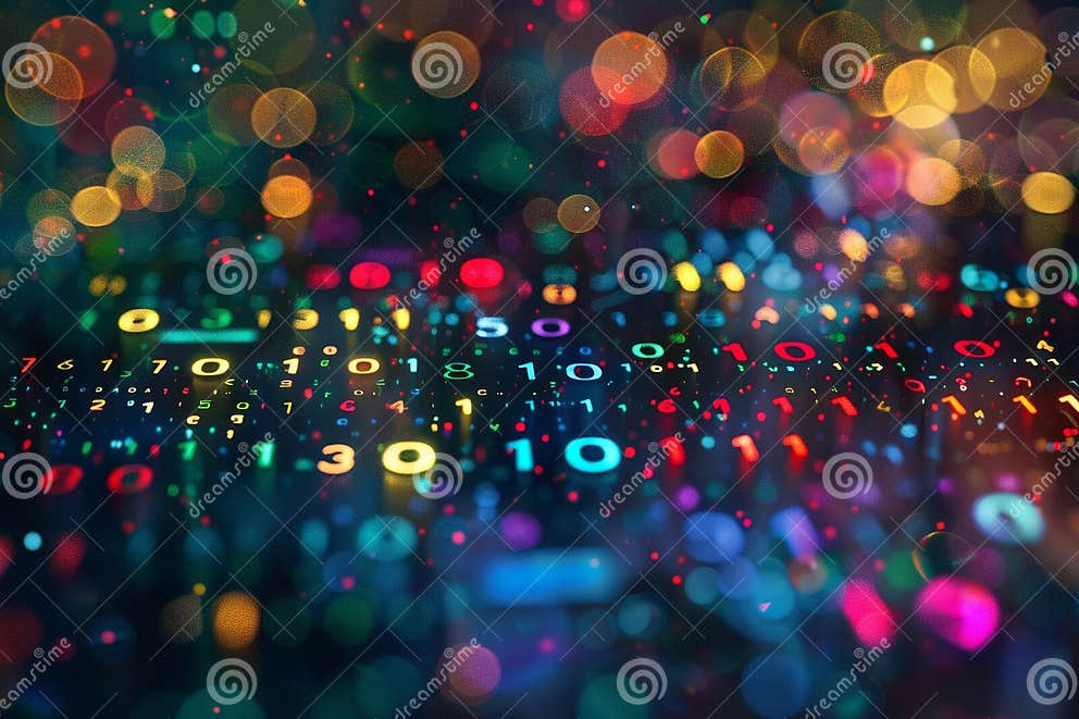 Abstract Digital Background With Bokeh Lights And Binary Code Stock 1253