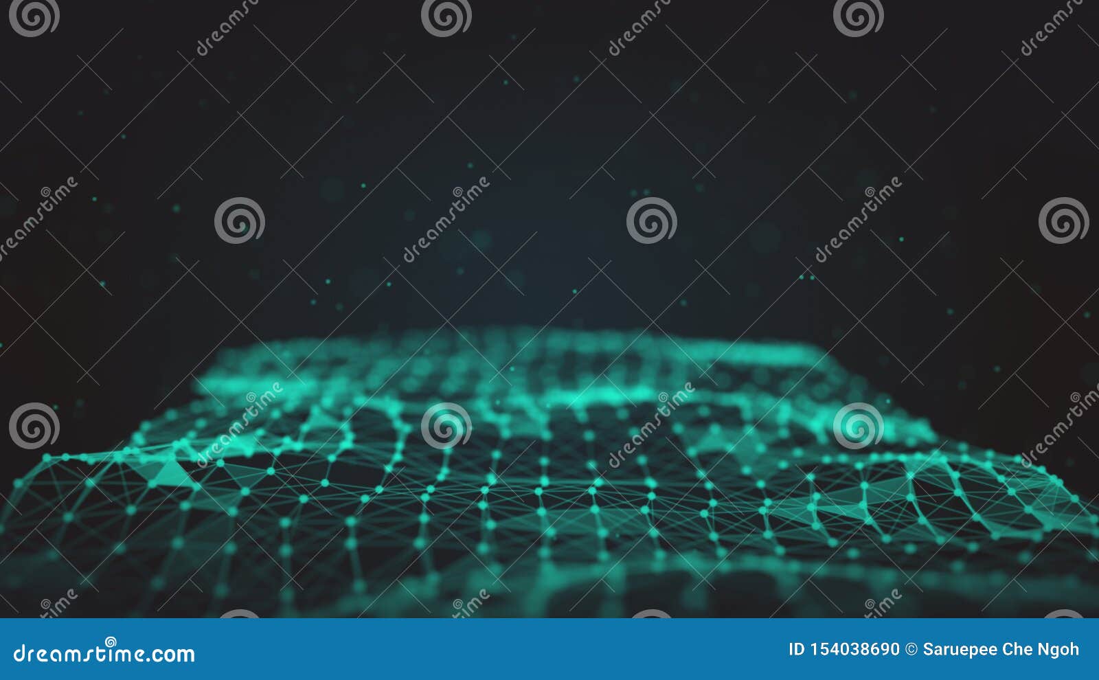 Abstract Digital Background with Cybernetic Particles. 3D Rendering ...