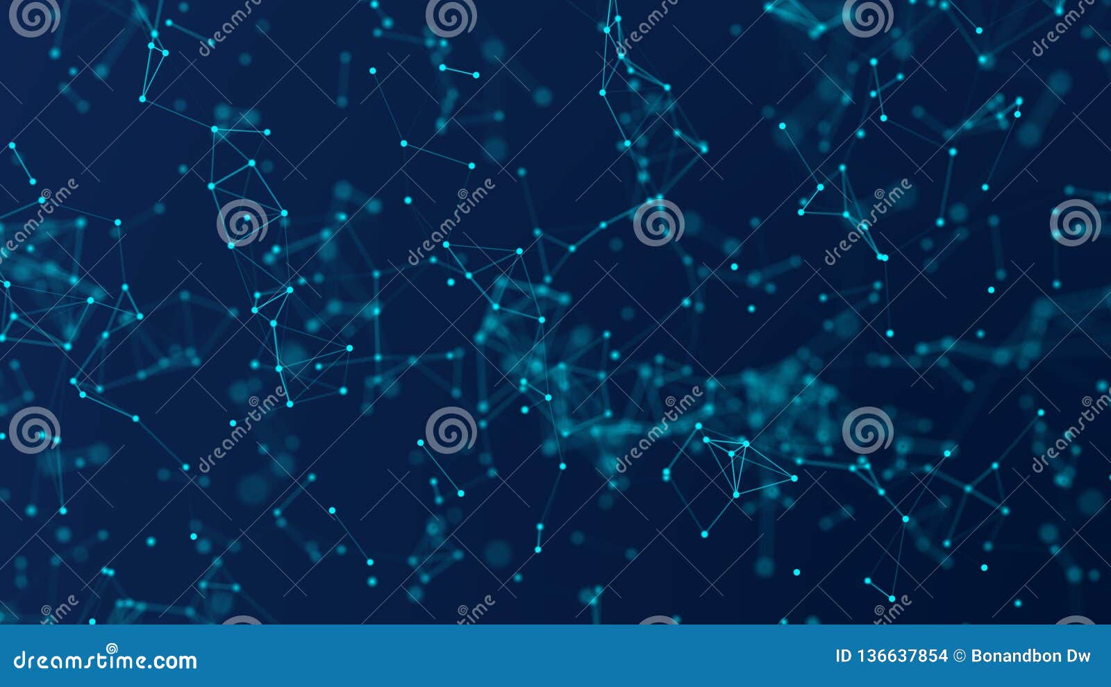 Abstract Digital Background with Cybernetic Particles. Geometric ...
