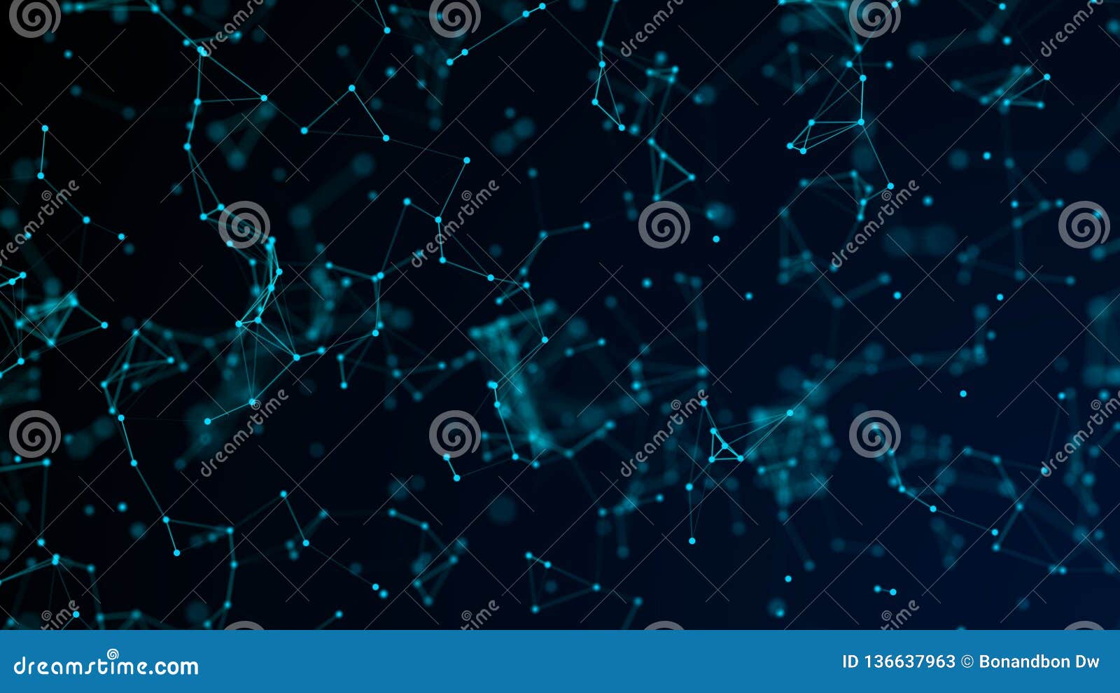 Abstract Digital Background with Cybernetic Particles. Geometric ...