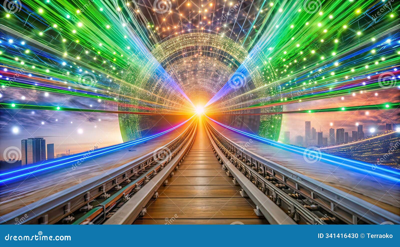 Abstract Digital Background With Data Flow Connecting Future And ...