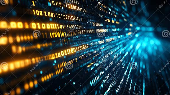 Abstract Digital Background Featuring Glowing Binary Code in Vibrant ...