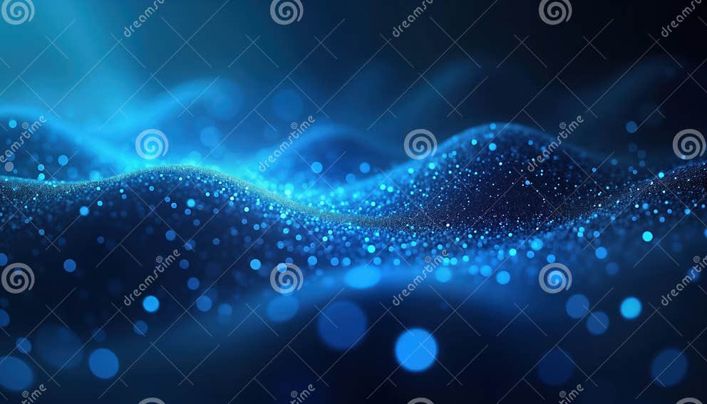 Abstract Digital Background with Glowing Blue Light Rays, Particles ...