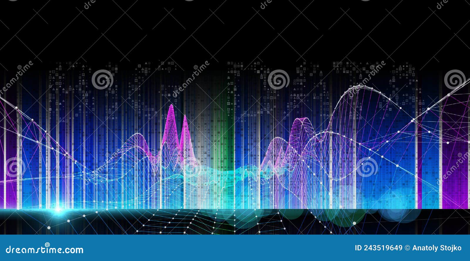 Abstract Digital Background with Graph Digital Research on Black ...