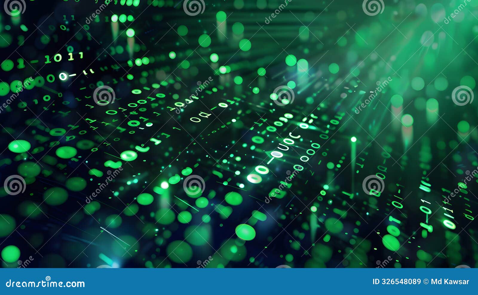 Abstract Digital Background with Green Binary Code Stock Illustration ...
