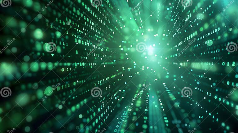Abstract Green Binary Code Digital Background Stock Illustration - Illustration of binary ...