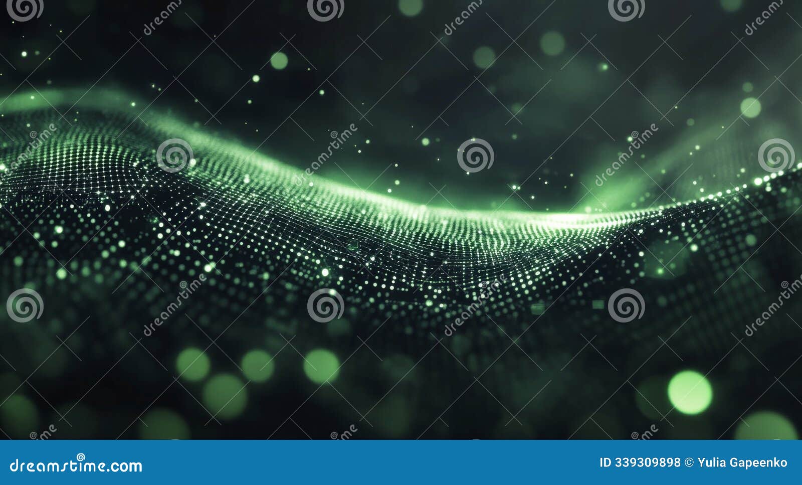 Abstract Digital Background with Green Particles and Light Effects ...