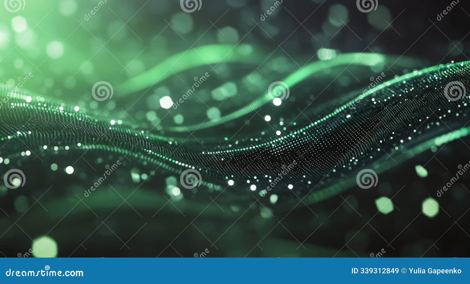 Abstract Digital Background with Green Particles and Light Effects ...