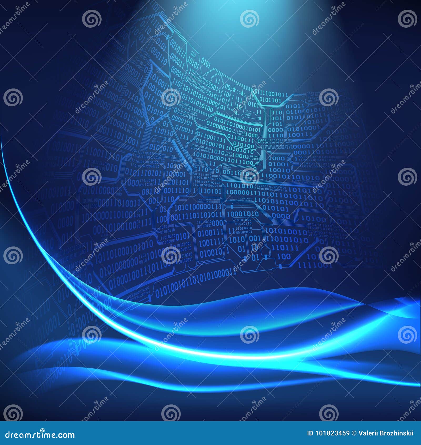Abstract Digital Background with Light Lines, Waves, the Concept of ...