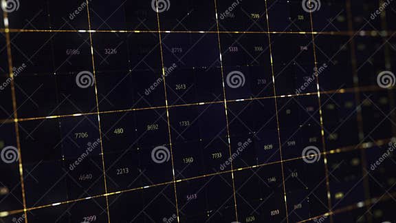 Abstract Digital Background with Matrix of Numeric Values. Animation. Futuristic Big Data ...