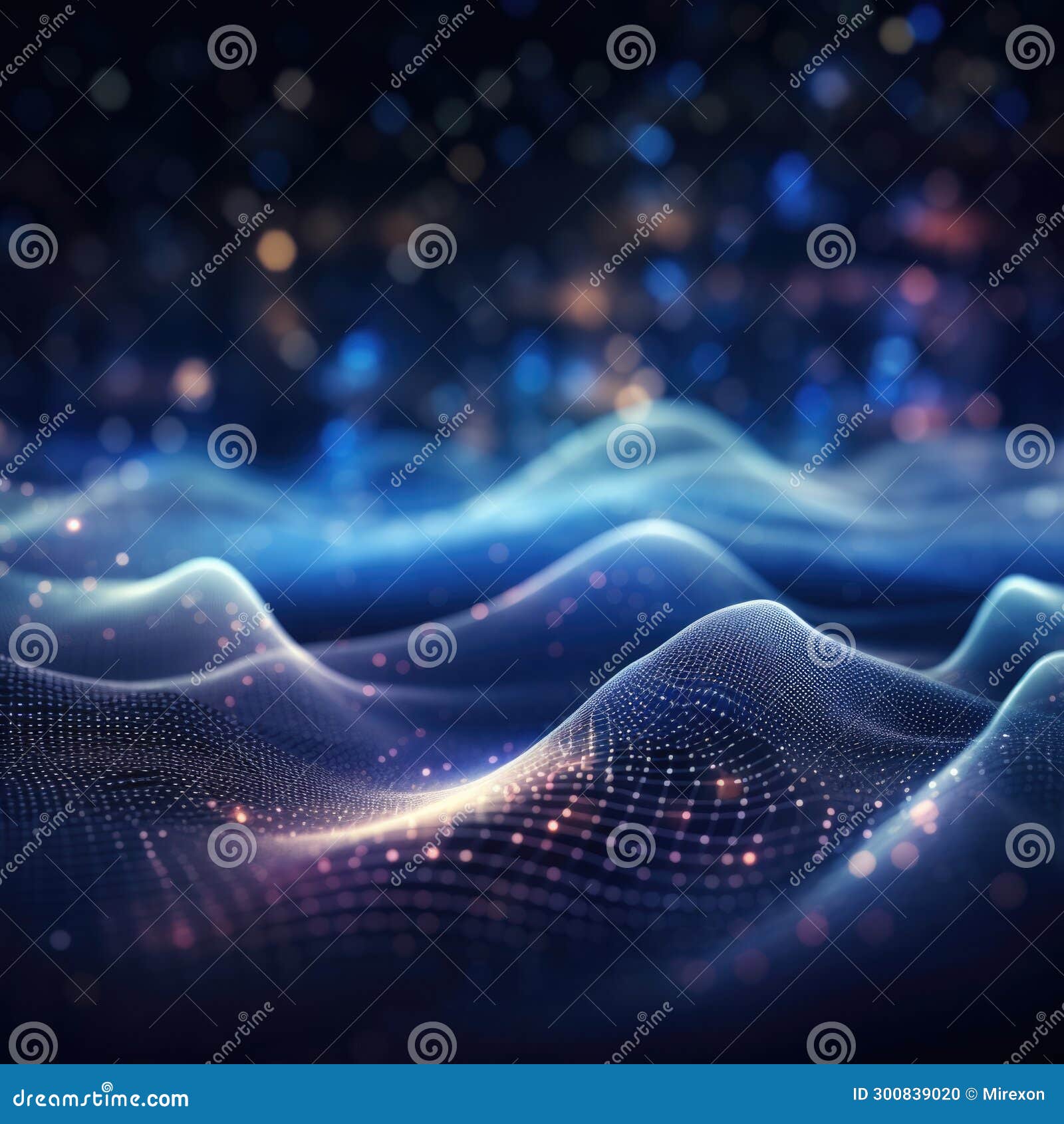Abstract Digital Background of Moving Particles. Information Space Flow ...