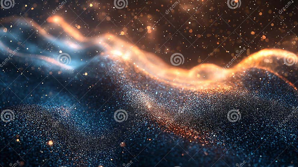 Abstract Digital Background of Moving Particles. Information Space Flow ...