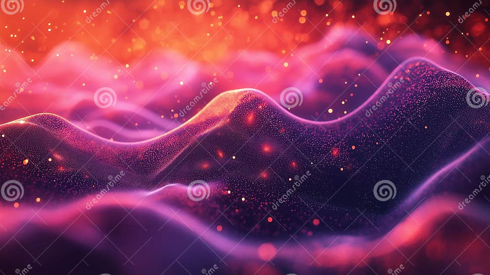 Abstract Digital Background of Moving Particles. Information Space Flow ...