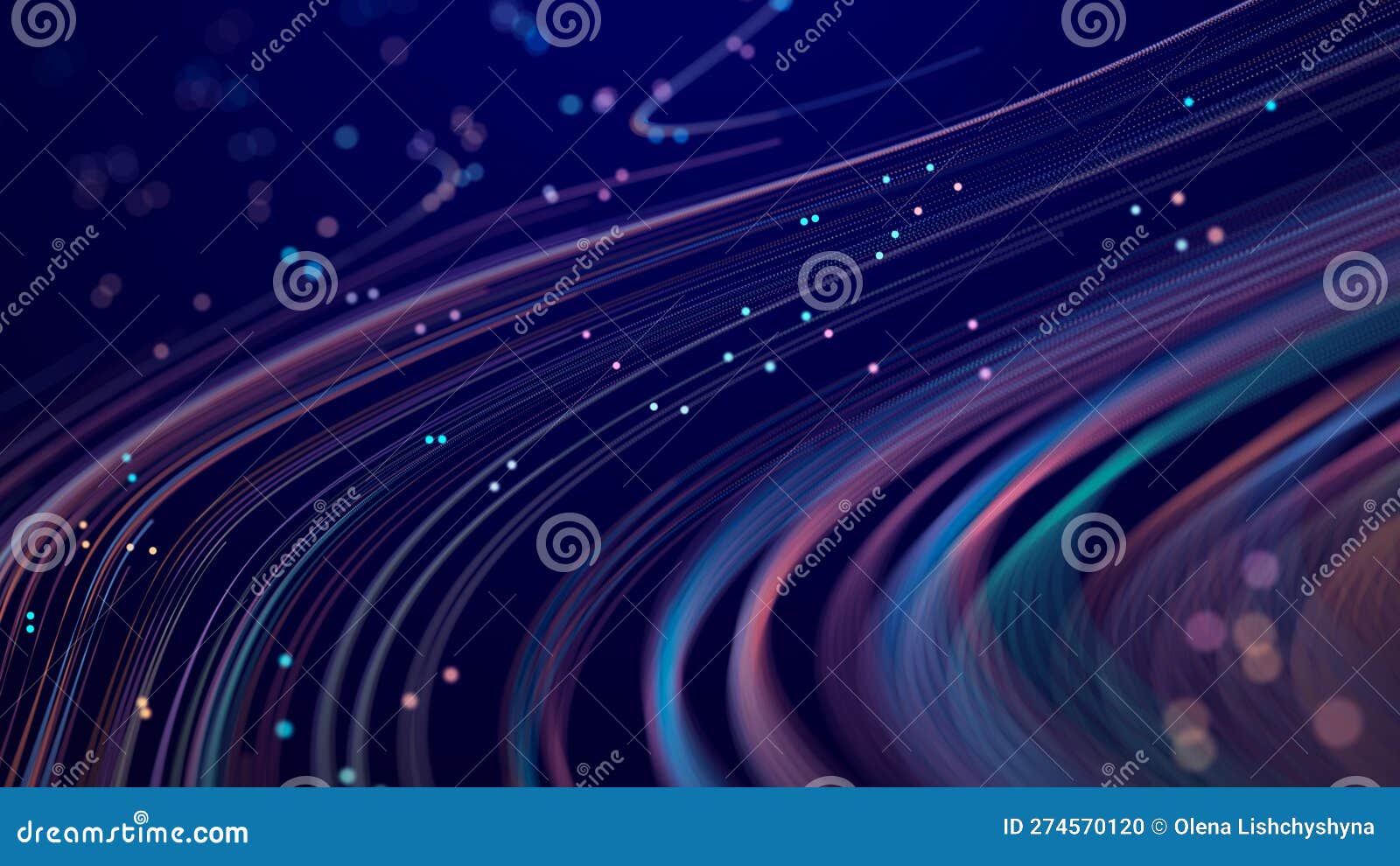 Abstract Digital Background of Moving Particles. Information Space Flow ...